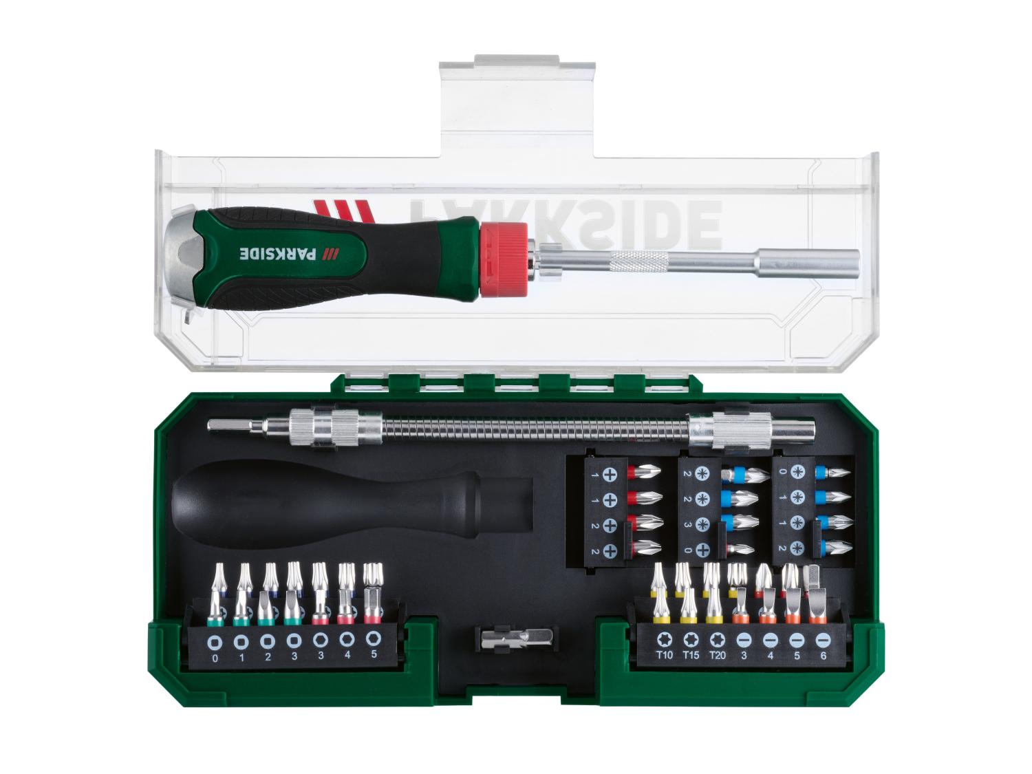 Súprava bitov na račňu a skrutkovač, 43-dielna